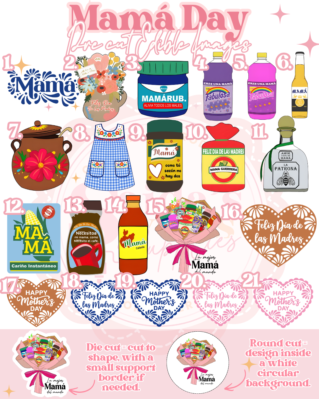 Mamá Day Pre Cut Edible Images – Saida's Sweets Supplies